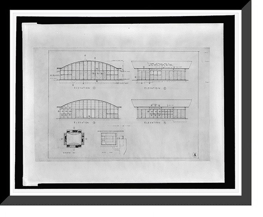 Historic Framed Print, [Kwikset house technical drawings. Elevations ...