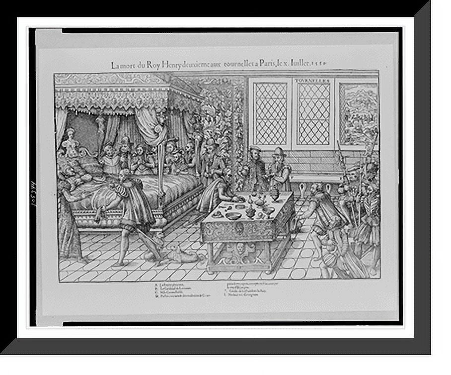 Historic Framed Print, La Mort du Roy Henry deuxiemeaux tournelles a ...