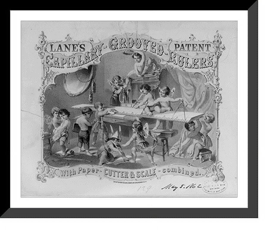 Historic Framed Print, Lanes' patent capillary grooved rulers. With ...