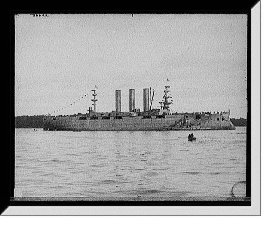 Historic Framed Print, [Launch of battleship Georgia, after launching ...