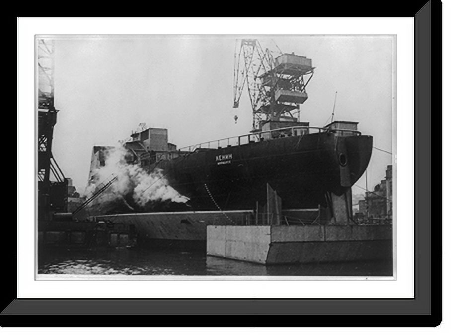 Historic Framed Print, Leningrad - Atomic icebreaker LENIN in the water ...