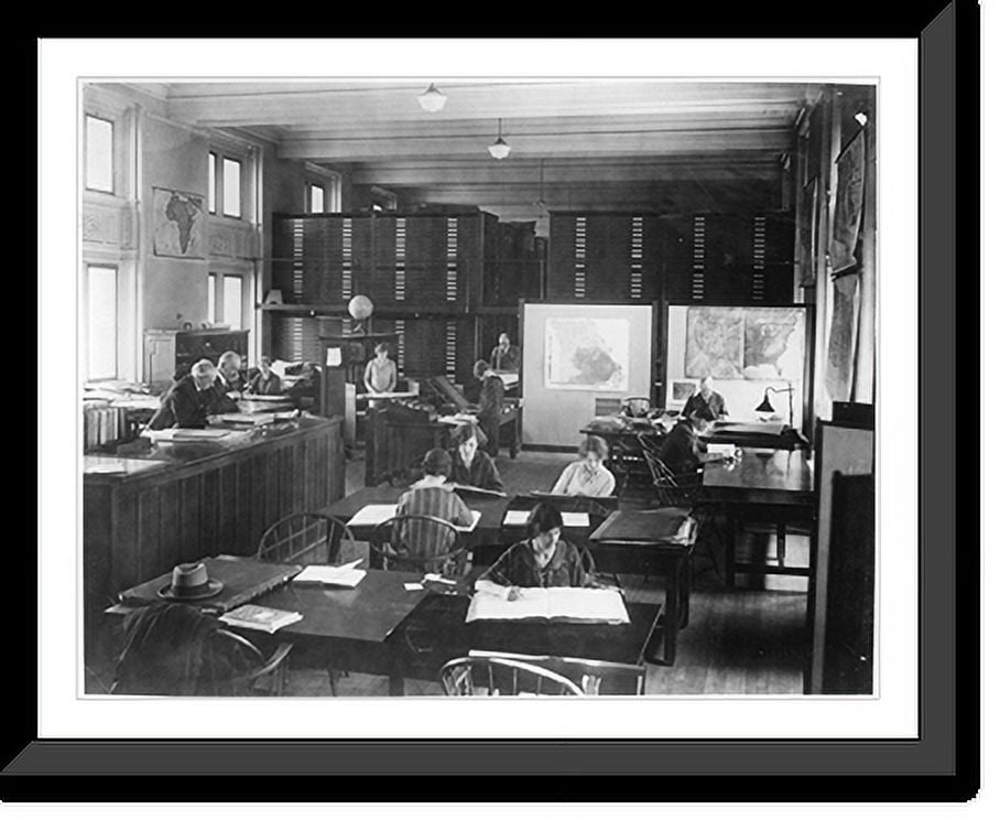 Historic Framed Print, Library of Congress, Map Division, reading room ...