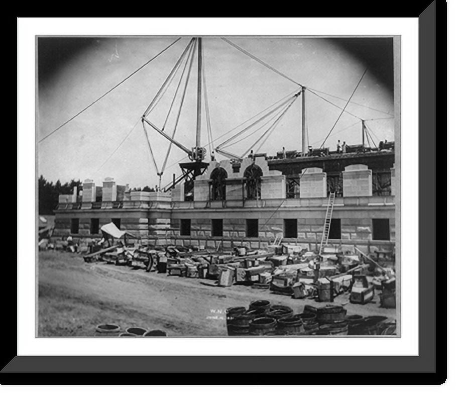 Historic Framed Print, Library of Congress - view of construction of ...