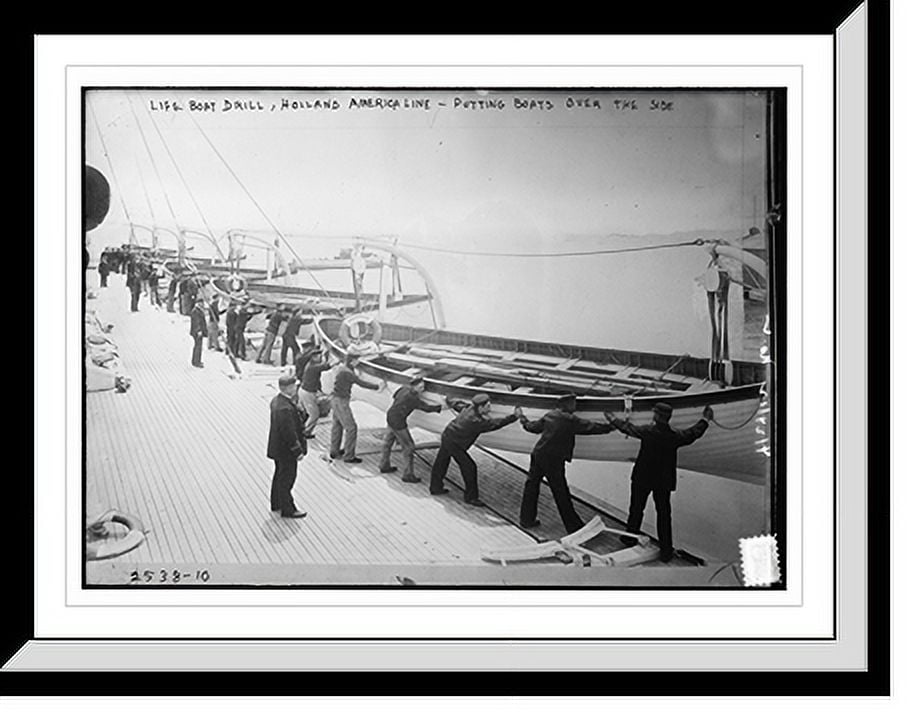 Historic Framed Print, Life boat drill, Holland America Line - putting ... Historic Framed Print, Life boat drill, Holland America Line - putting ...