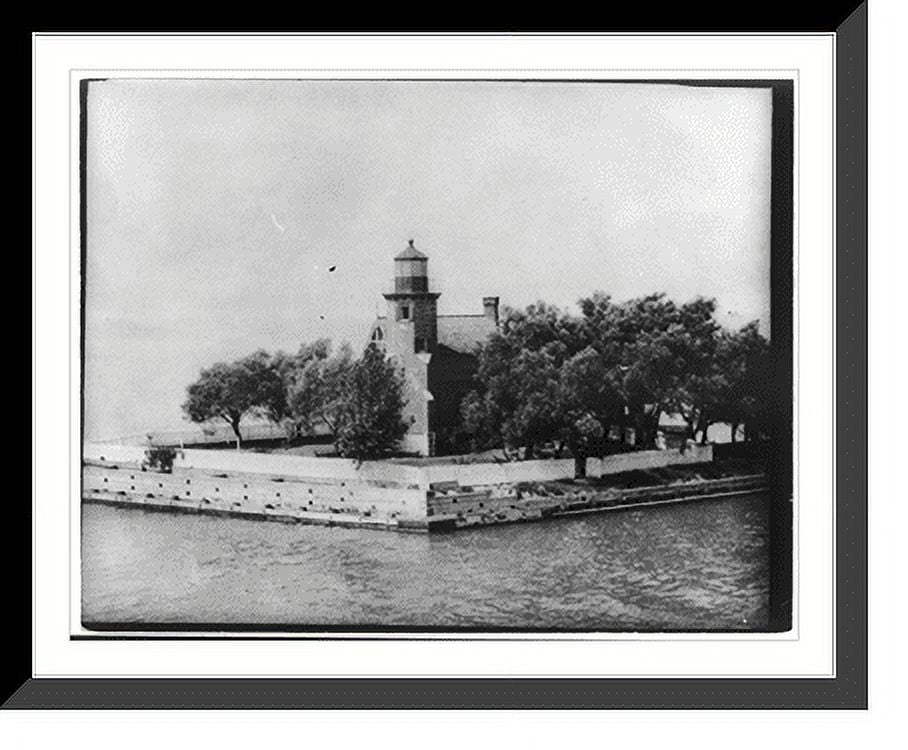 Historic Framed Print, Lighthouse at end of ship canal, St. Clair Lake ...