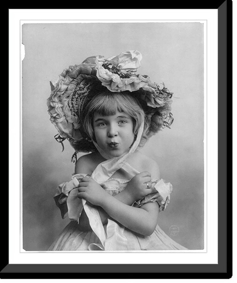 Historic Framed Print, [Little girl, half lgth., facing front, wearing ...