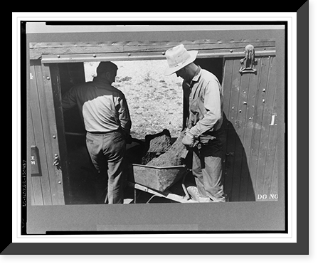 Historic Framed Print, Loading gold ore concentrate into freight cars ...