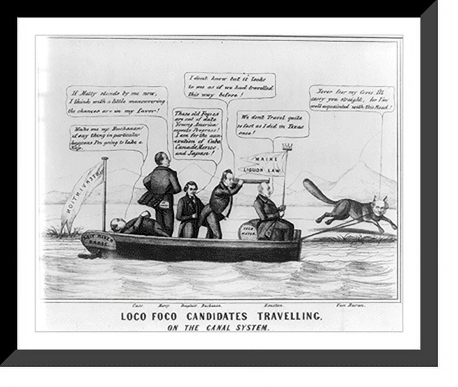 Historic Framed Print, Loco Foco candidates travelling, on the canel ...