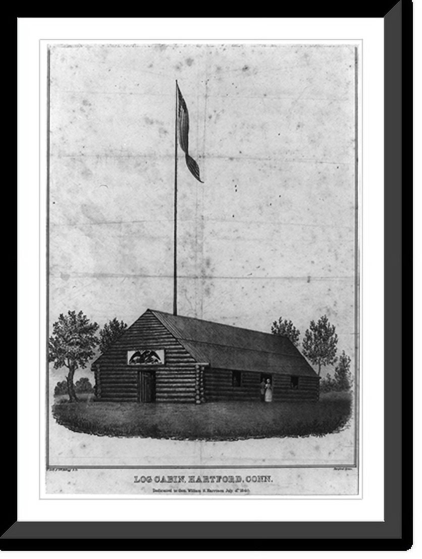 Historic Framed Print, Log cabin, Hartford, Conn., dedicated to Gen ...