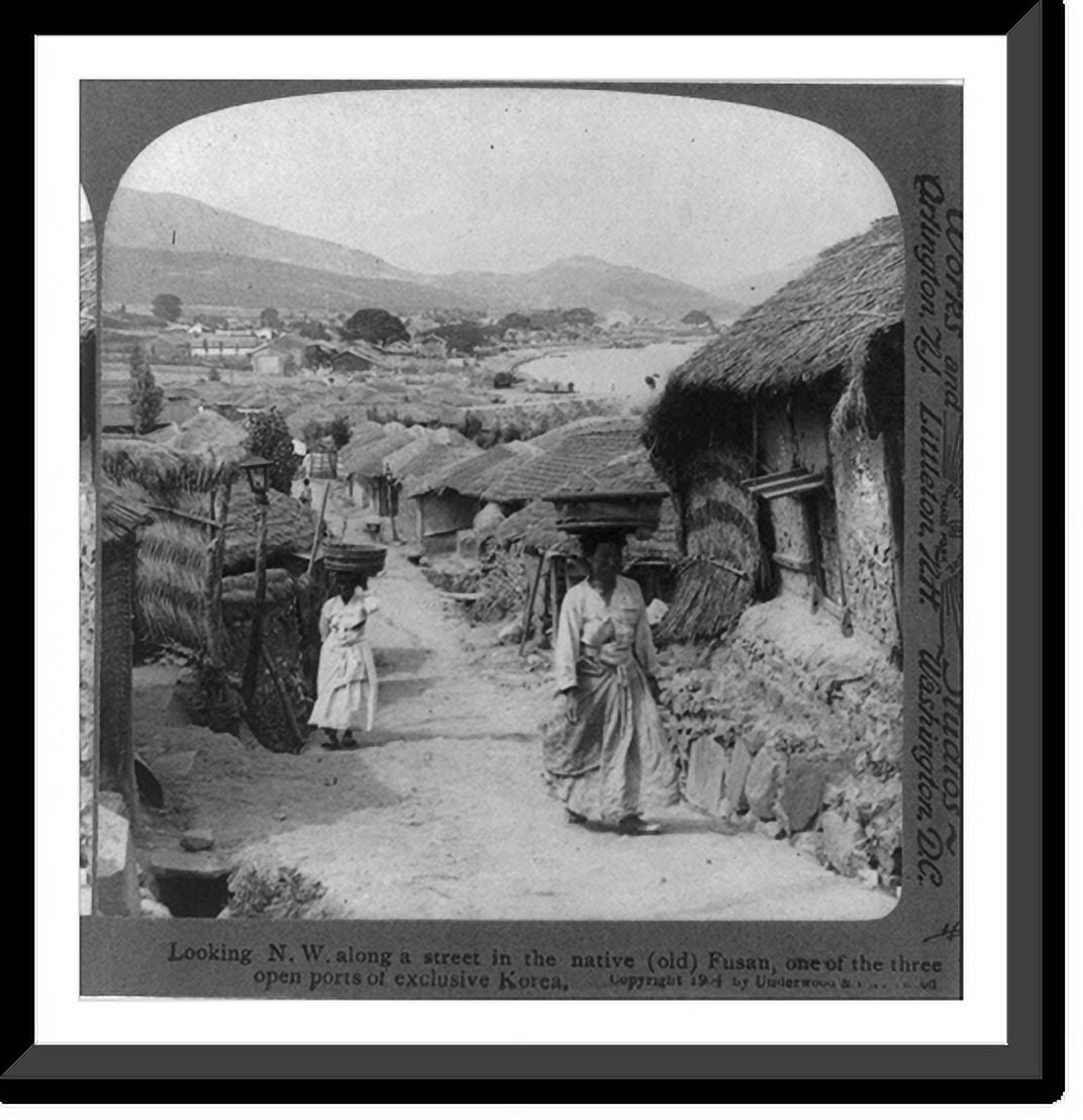 Historic Framed Print, Looking N.W. along a street in the native (old ...