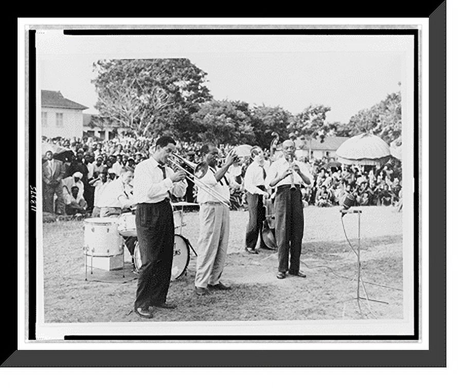 Historic Framed Print, [Louis Armstrong, full-length portrait, playing ...