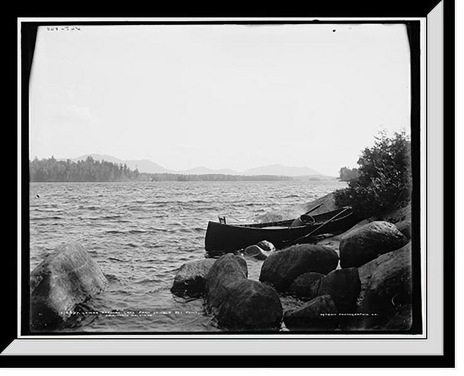 Historic Framed Print, Lower Saranac Lake from Shingle Bay Point ...