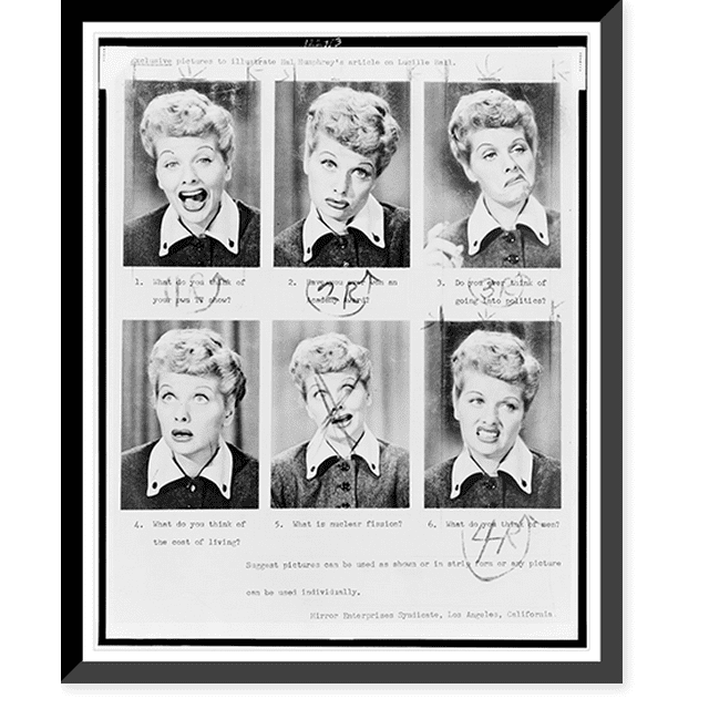 Historic Framed Print, [Lucille Ball, six head-and-shoulders portraits ...