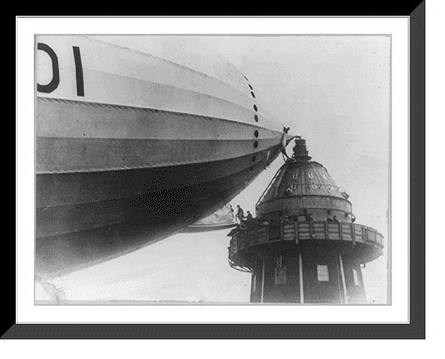 Historic Framed Print, M.P's walking on to Airship gangplank ...