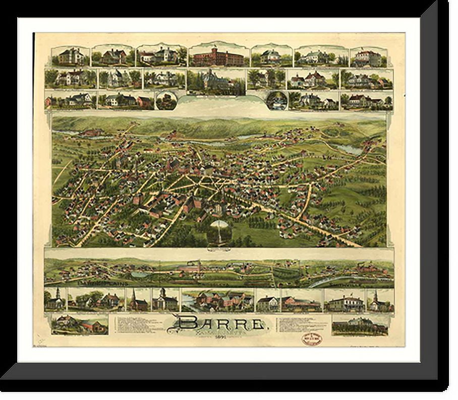 Historic Framed Print, MA Barre 1891, 17-7/8" x 21-7/8" - Walmart.com