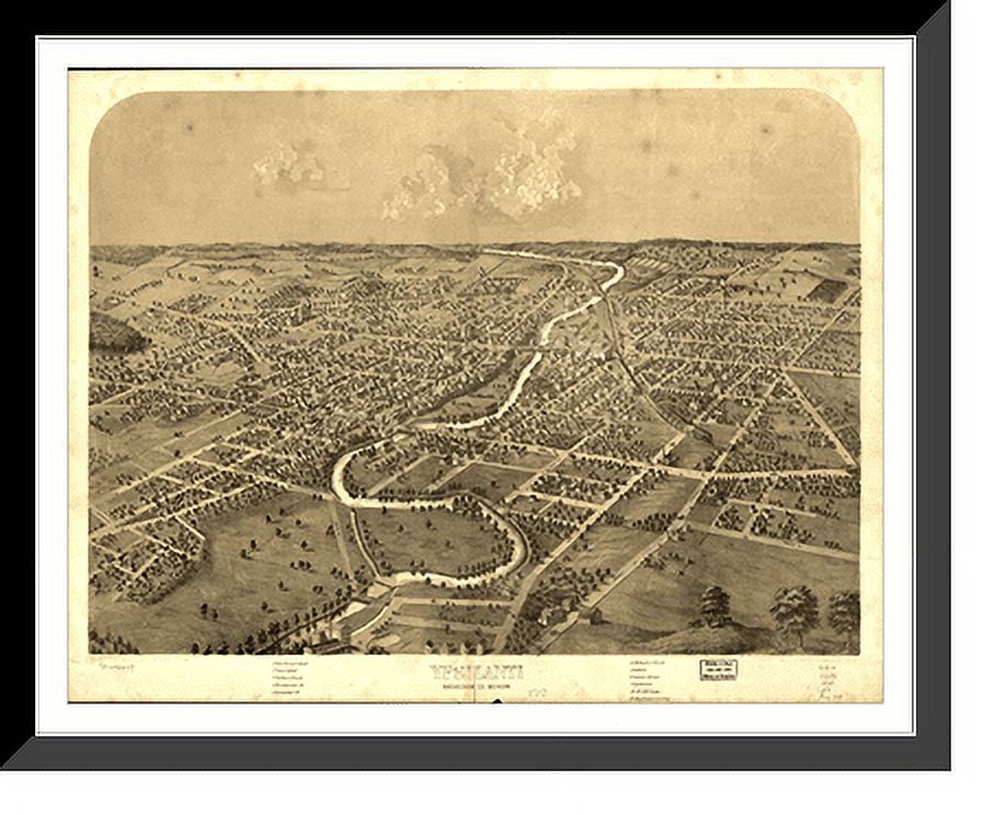 Historic Framed Print, MI Ypsilanti 1868 MAP, 17-7/8" x 21-7/8 ...