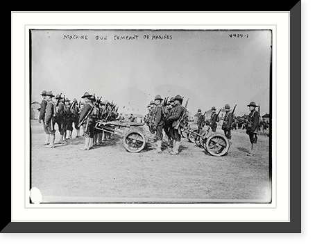 Historic Framed Print, Machine Gun company of Marines, 17-7/8" x 21-7/8 ...