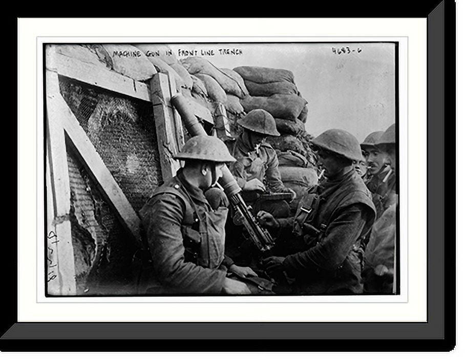 Historic Framed Print, Machine gun in front line trench, 17-7/8" x 21-7 ...