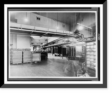 Historic Framed Print, [Mail receiving and sorting room, U.S. Post ...