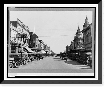 Historic Framed Print, Main Street in Merced, California, 17-7/8" x 21 ...