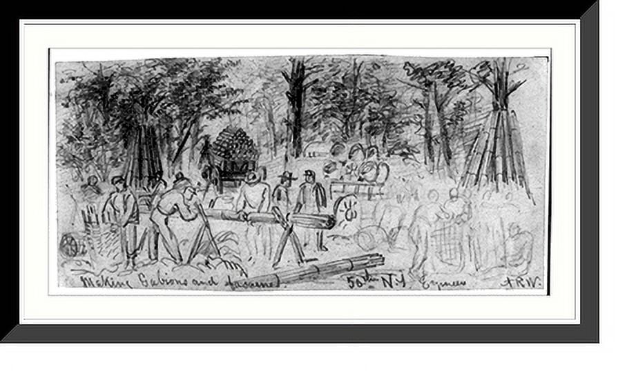 Historic Framed Print, Making Gabions and fascines. 50th N.Y. Engineers ...