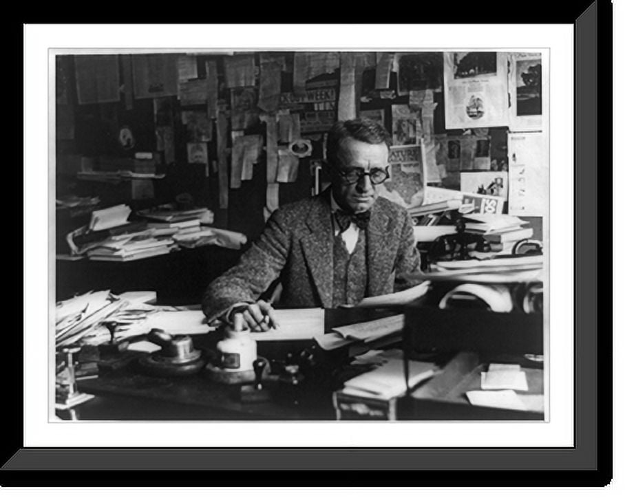 Historic Framed Print, [Man at desk reading typewritten pages], 17-7/8 ...