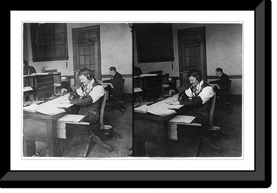 Historic Framed Print, [Man at telephone switchboard], 17-7/8" x 21-7/8 ...