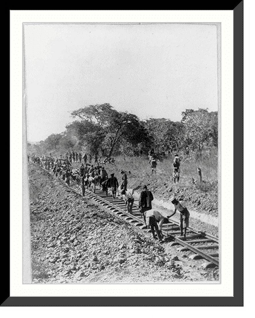 Historic Framed Print, Man building railway planned by Cecil Rhodes ...