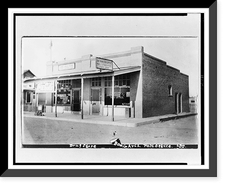 Historic Framed Print, [Man, identified as the postmaster, standing ...