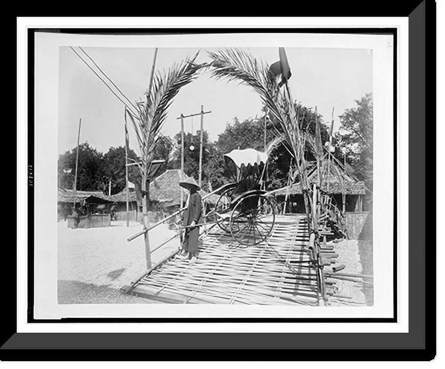Historic Framed Print, [Man posed with pousse-pousse in Tonkin Village ...