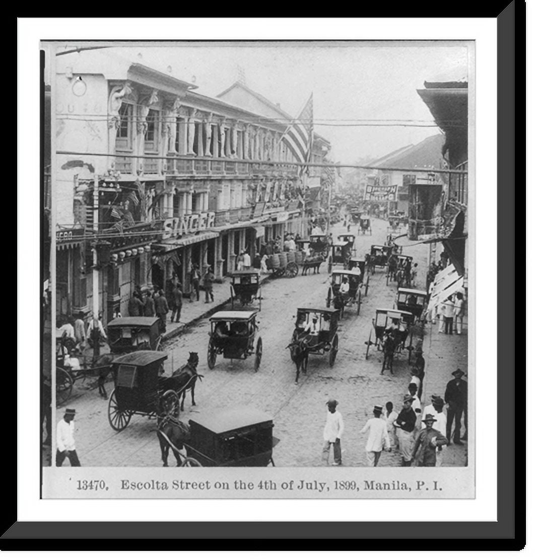 Historic Framed Print, [Manila, P.I., 1899: Escolta St. on the 4th of ...