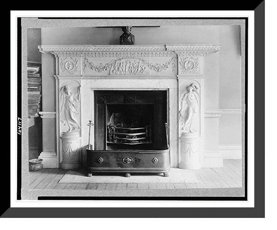 Historic Framed Print, [Mantle and fireplace in parlor, Octagon House ...