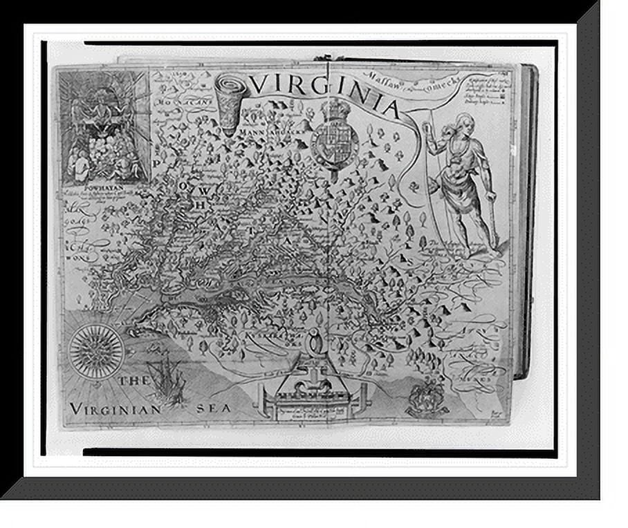 Historic Framed Print, [Map of Virginia].discovered and discribed [sic ...