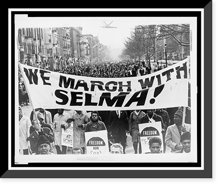 Historic Framed Print, Marchers carrying banner lead way as 15,000 ...