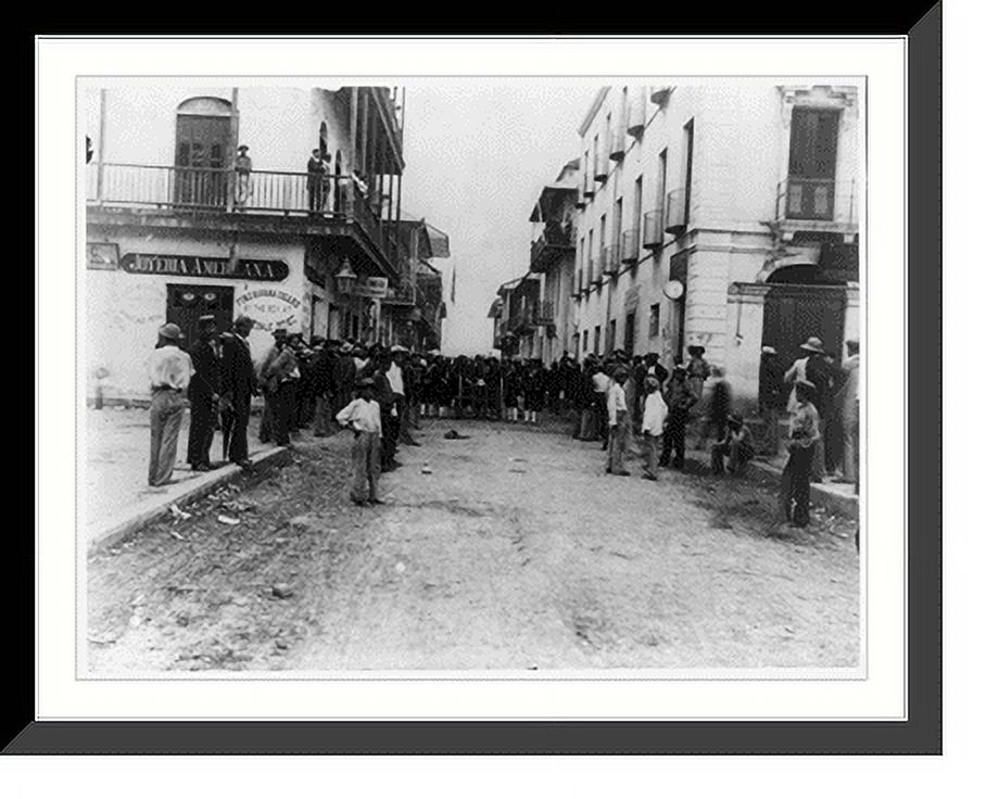Historic Framed Print, [Marines (Panamanian?) blocking street in front ...