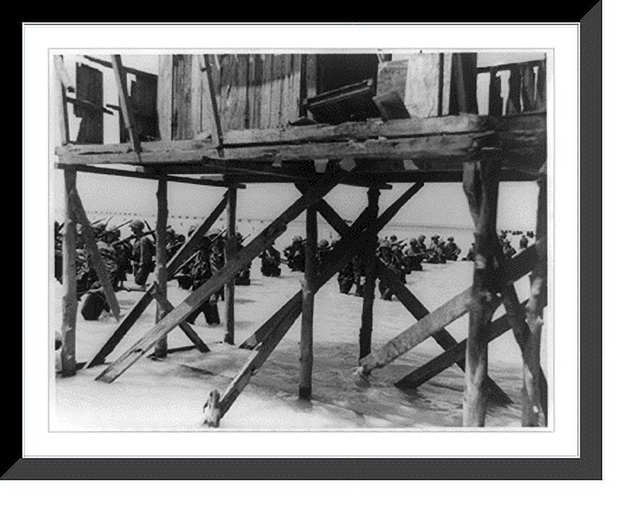 Historic Framed Print, Marines wade ashore. Marines wade through the ...
