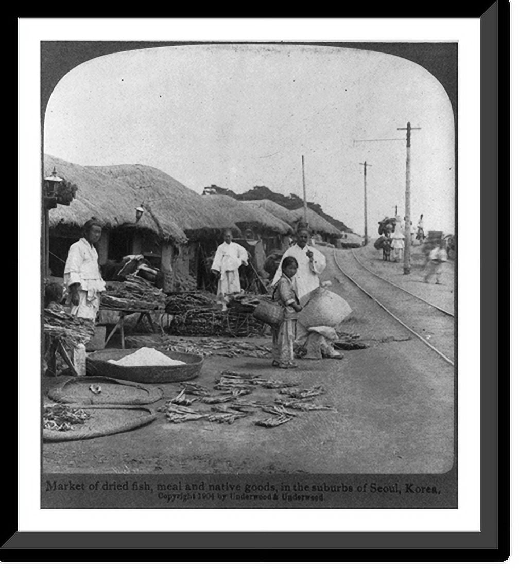 Historic Framed Print, Market of dried fish, meal and native goods, in the suburbs of Seoul ...