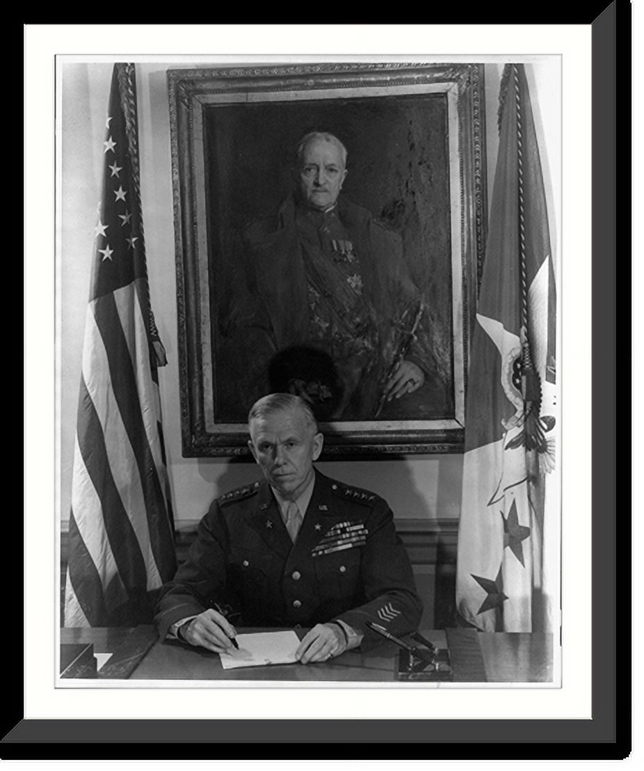 Historic Framed Print, Marshall at his desk in the Pentagon, Nov. 1 ...