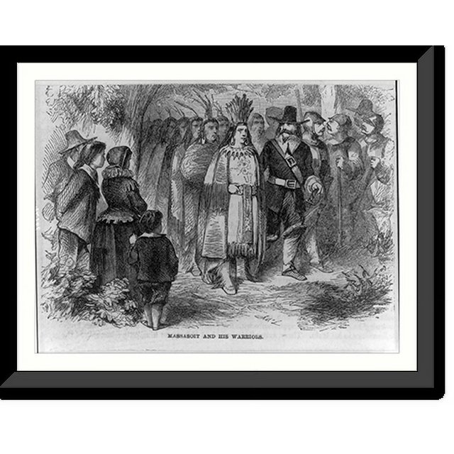 Historic Framed Print, Massasoit and his warriors, 17-7/8" x 21-7/8 ...