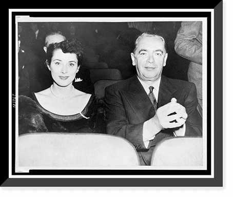 Historic Framed Print, [Mayor William O'Dwyer and Sloan Simpson seated in theater(?), facing ...