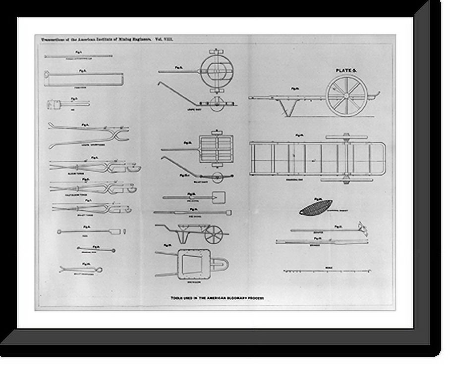 Historic Framed Print, [Measured drawings of steelmaking equipment ...