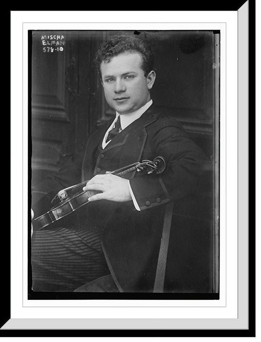 Historic Framed Print, Mischa Elman, seated, with violin, 17-7/8" x 21 ...