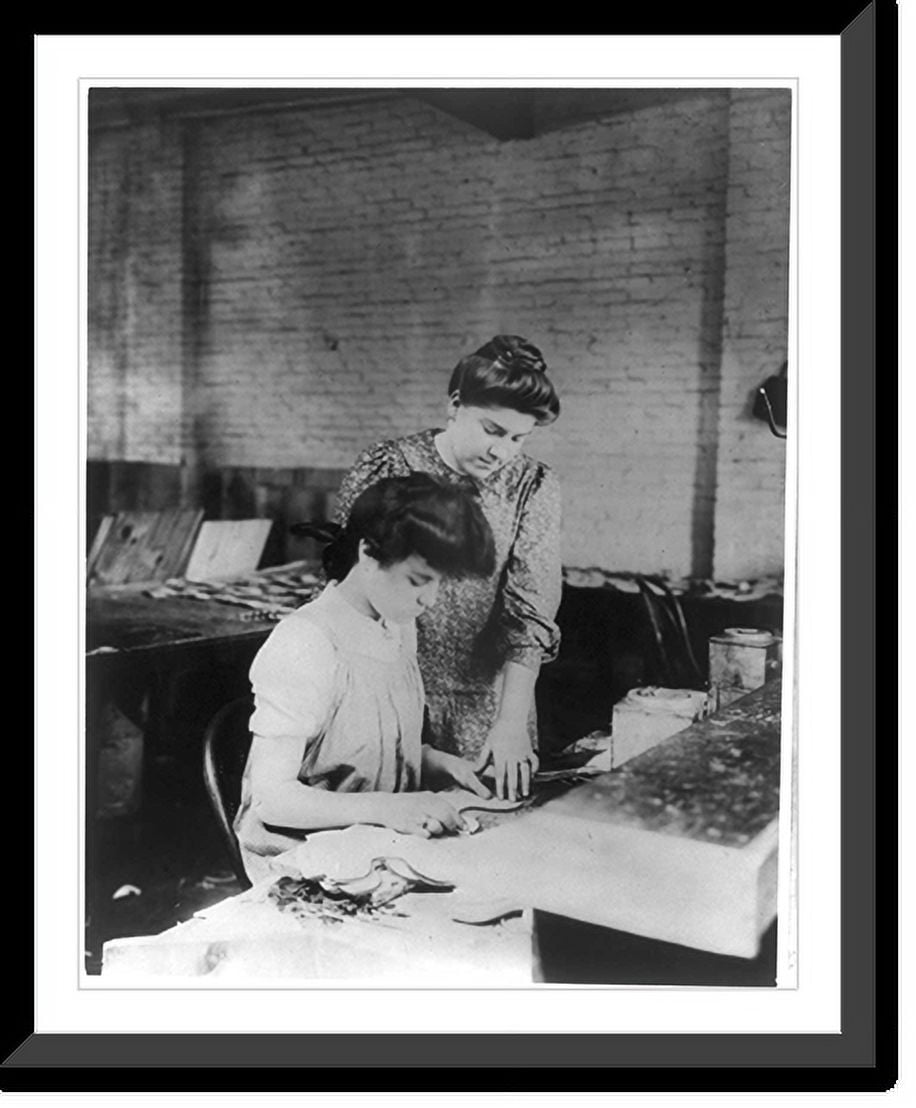 Historic Framed Print, Miss Bessie Prince and Miss Ella Parrott working ...