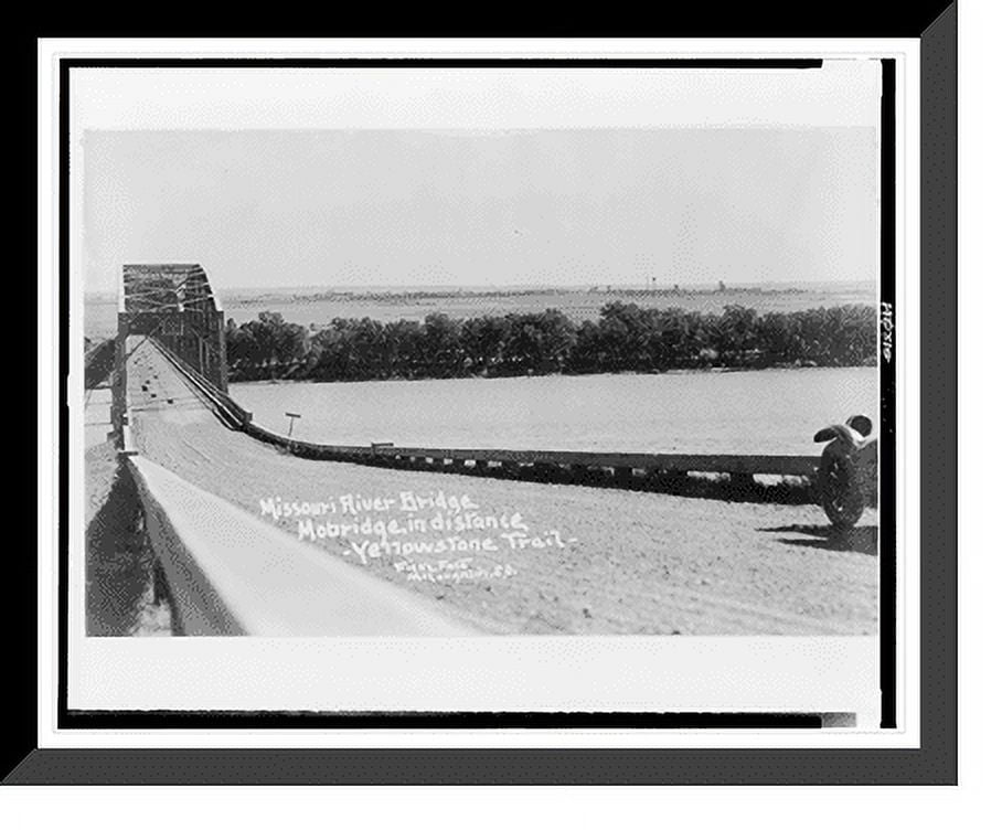 Historic Framed Print, Missouri River bridge, Mobridge in distance ...