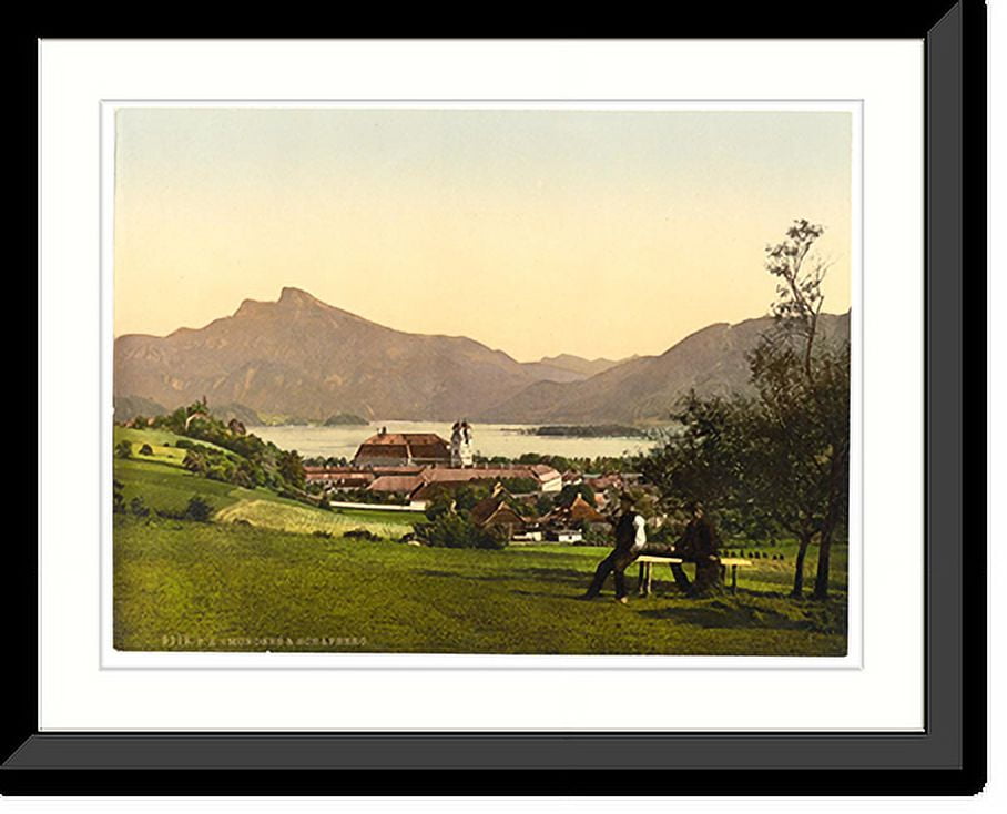 Historic Framed Print, Mondsee and Schafberg Upper Austria Austro-Hungary, 17-7/8" x 21-7/8 ...