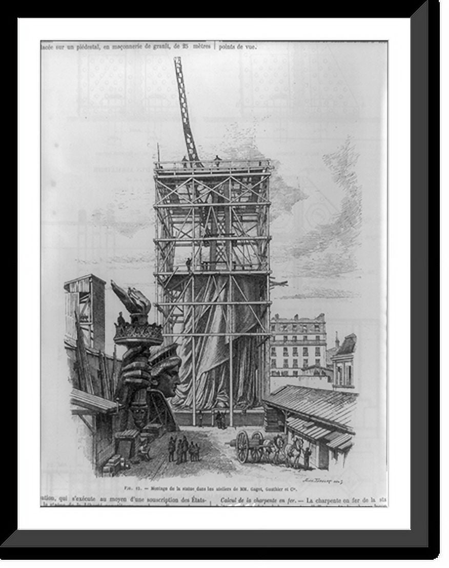 Historic Framed Print, Montage de la statue dans les ateliers de MM ...