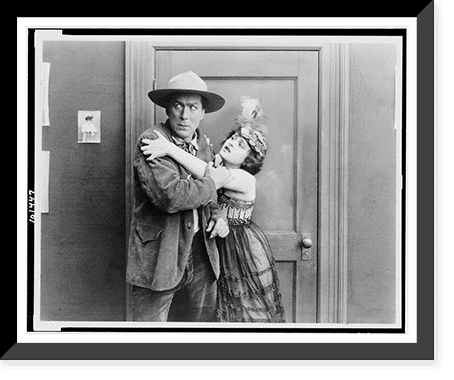 Historic Framed Print, [Motion picture still from The Narrow Trail ...