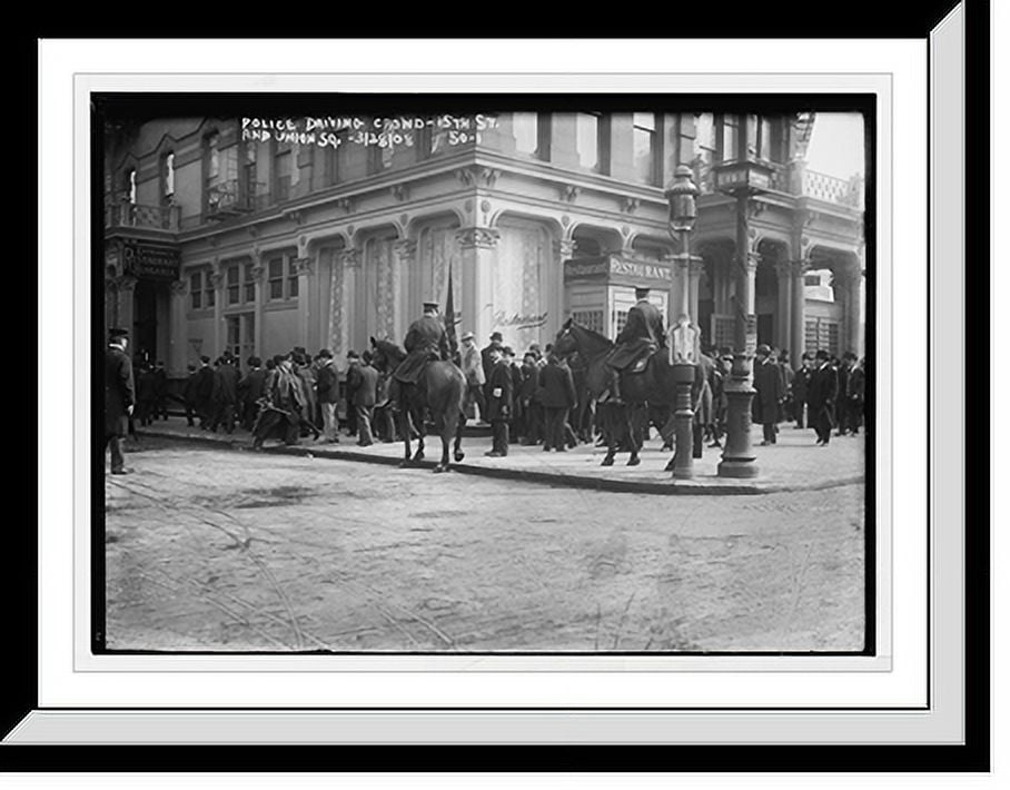 Historic Framed Print, Mounted and foot police drive crowd from Union ...