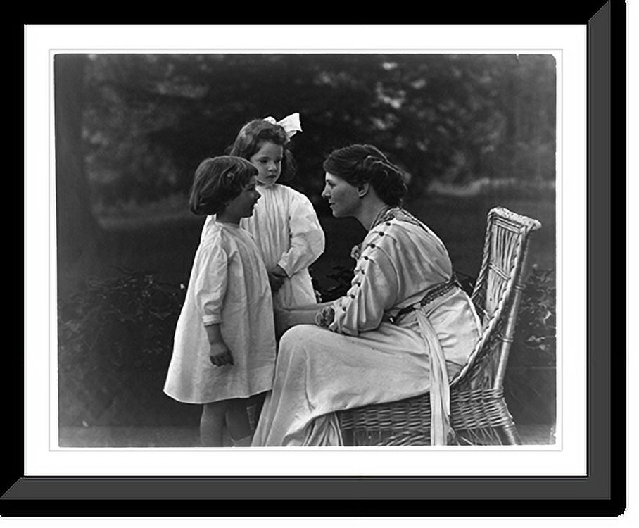 Historic Framed Print, [Mrs. Frank Vanderlip seated on porch, with two ...