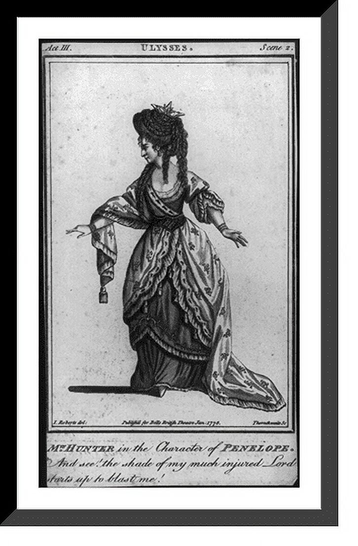 Historic Framed Print, Mrs. Hunter in the character of Penelope - full, standing, left profile ...